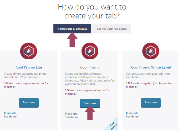 Create your first promotion or competition with Cool Promo